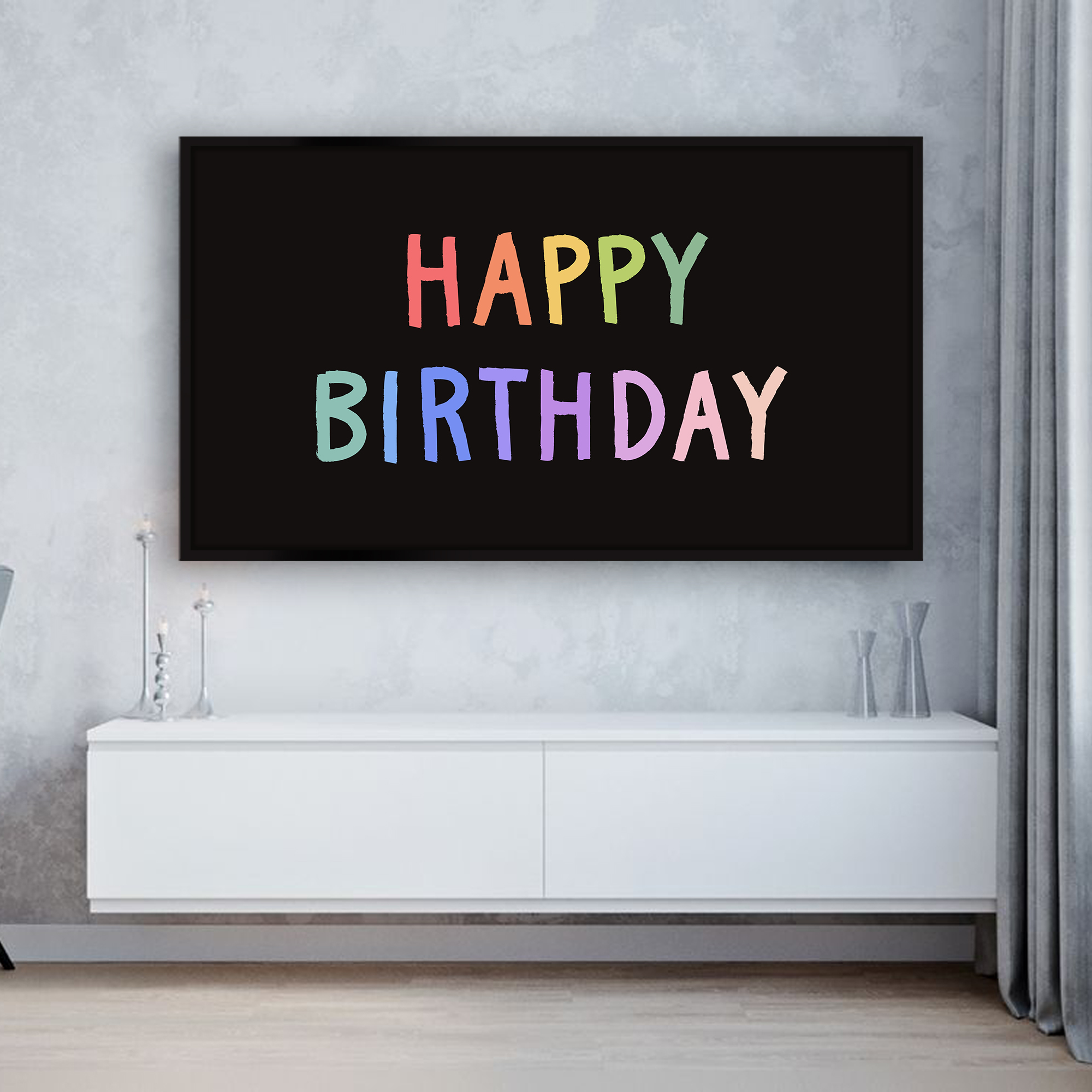 Samsung Frame TV Art | Happy Birthday Rainbow Colorful Lette - Inspire ...