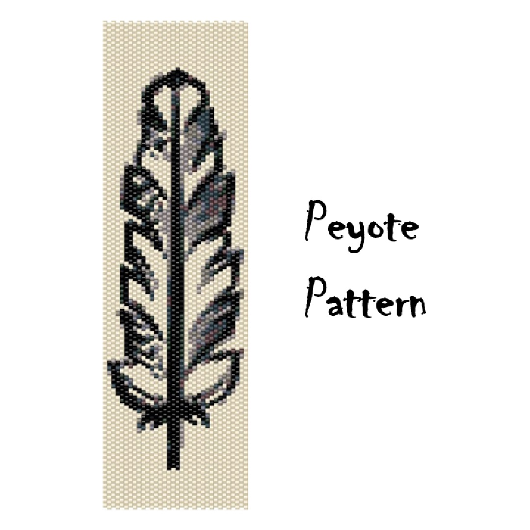 Feather Peyote Beading Pattern Bracelet, Monochrome Seed Bea | Inspire ...