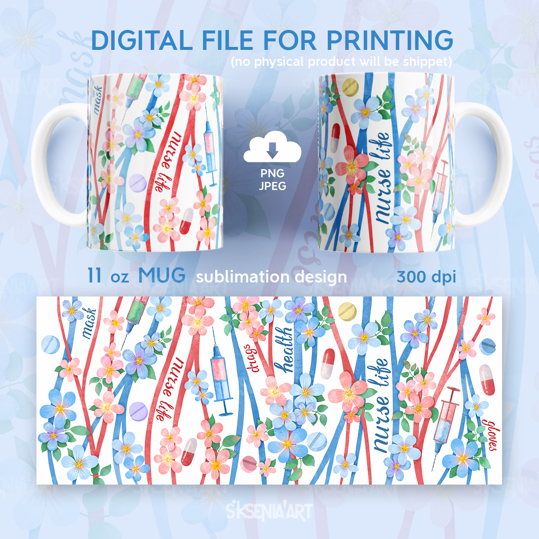 Nurse mug design, 11 oz mug design for sublimation, JPEG PNG - Inspire ...