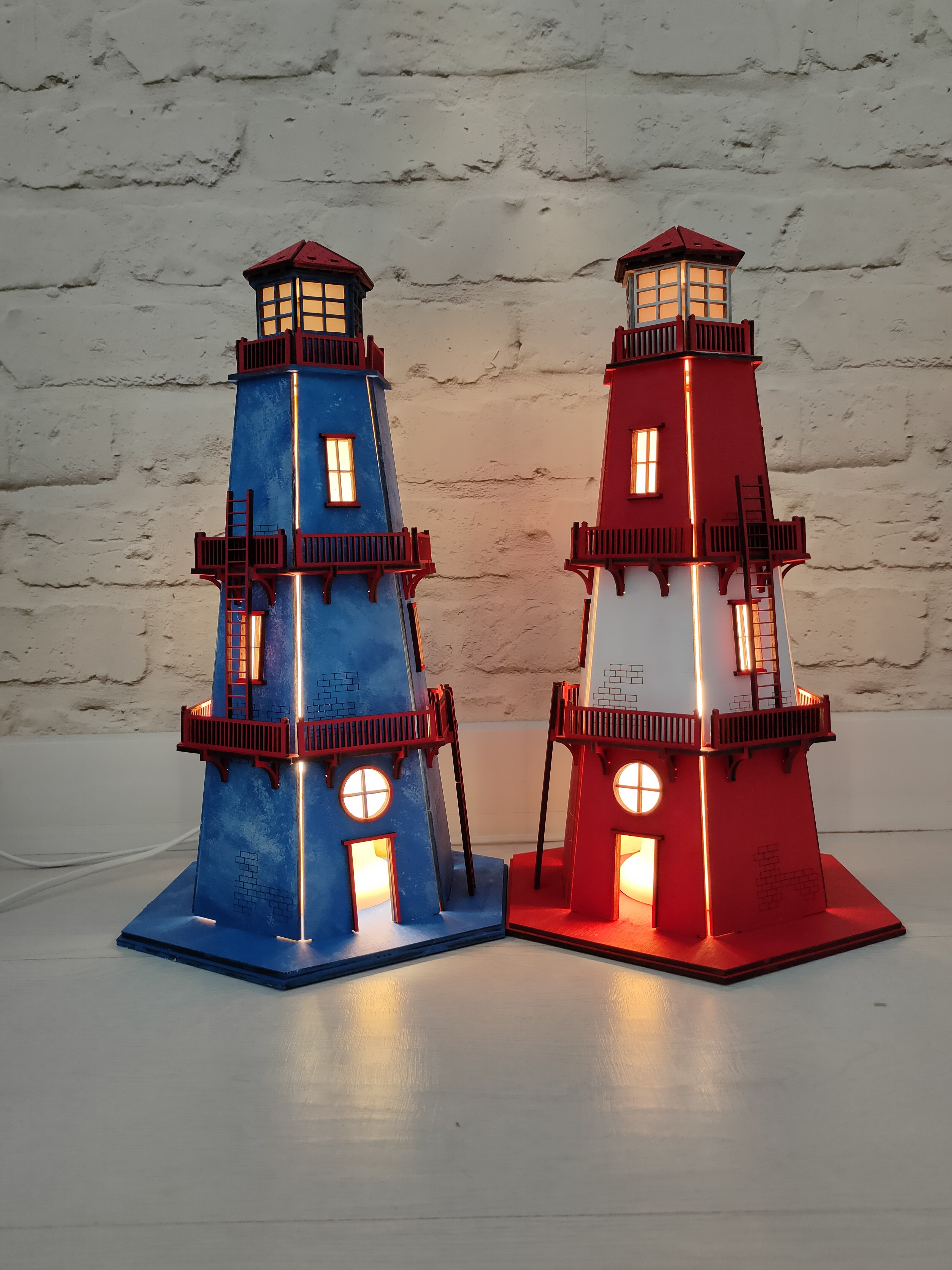 Personalized lighthouse night lamp made of wood. Night light - Inspire ...