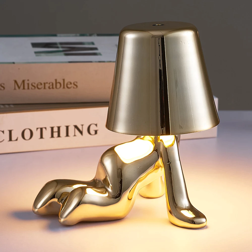 Man Posture Golden & Silver Table Lamp | Inspire Uplift