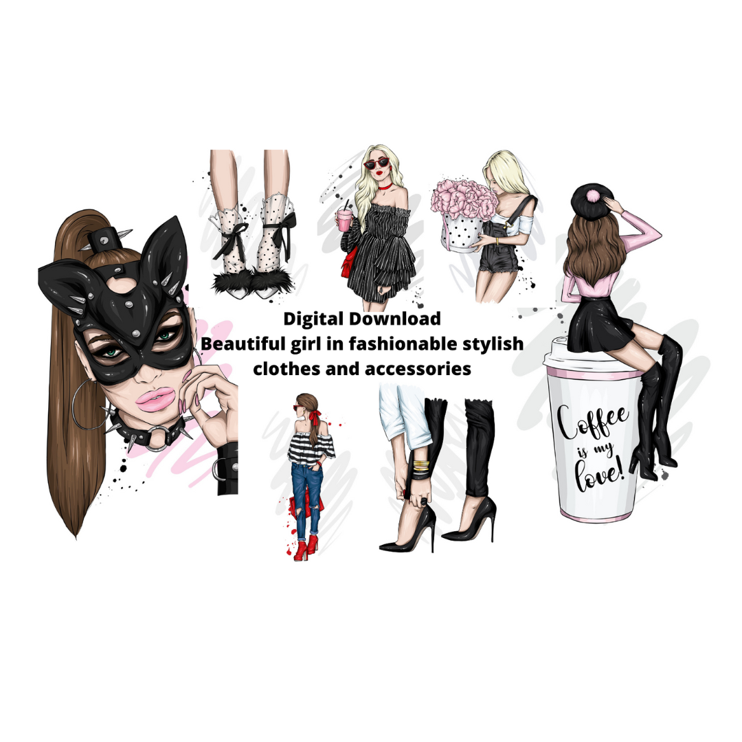 Clipart fashion girl,women clipart,illustration clipart - Inspire Uplift