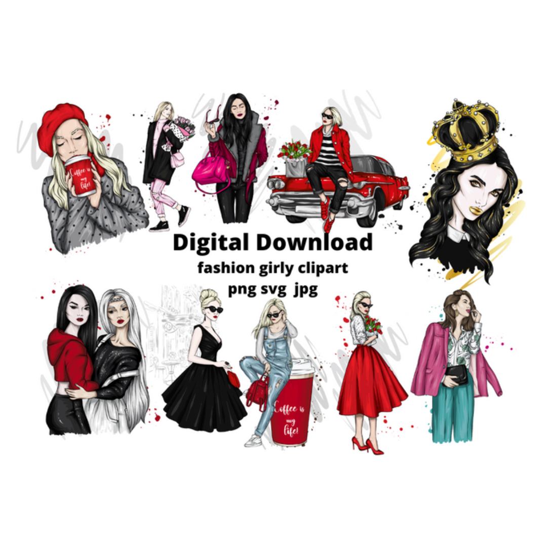 Clipart fashion girl,women clipart,illustration clipart,Fash | Inspire ...