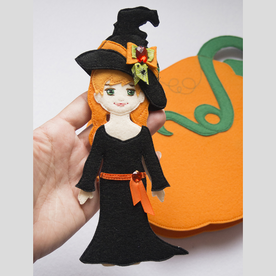 PDF Pattern Felt Witch, Halloween Doll with clothes, Sewing - Inspire ...