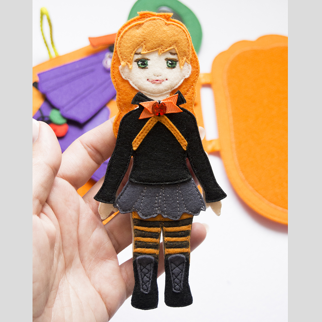 PDF Pattern Felt Witch, Halloween Doll with clothes, Sewing - Inspire ...