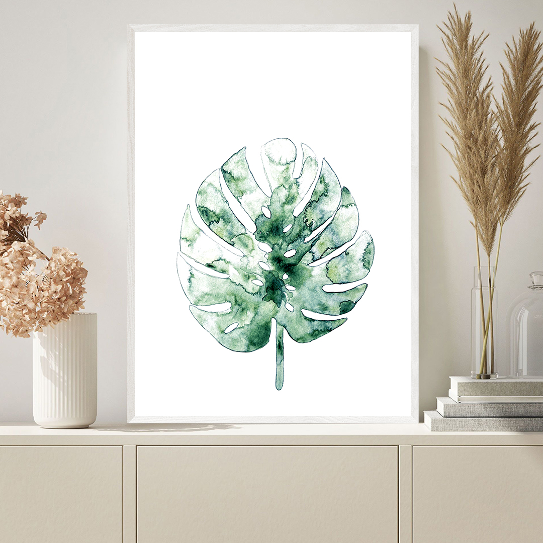 Watercolor green plants, Green Leaves Print Set of 4, Waterc - Inspire ...