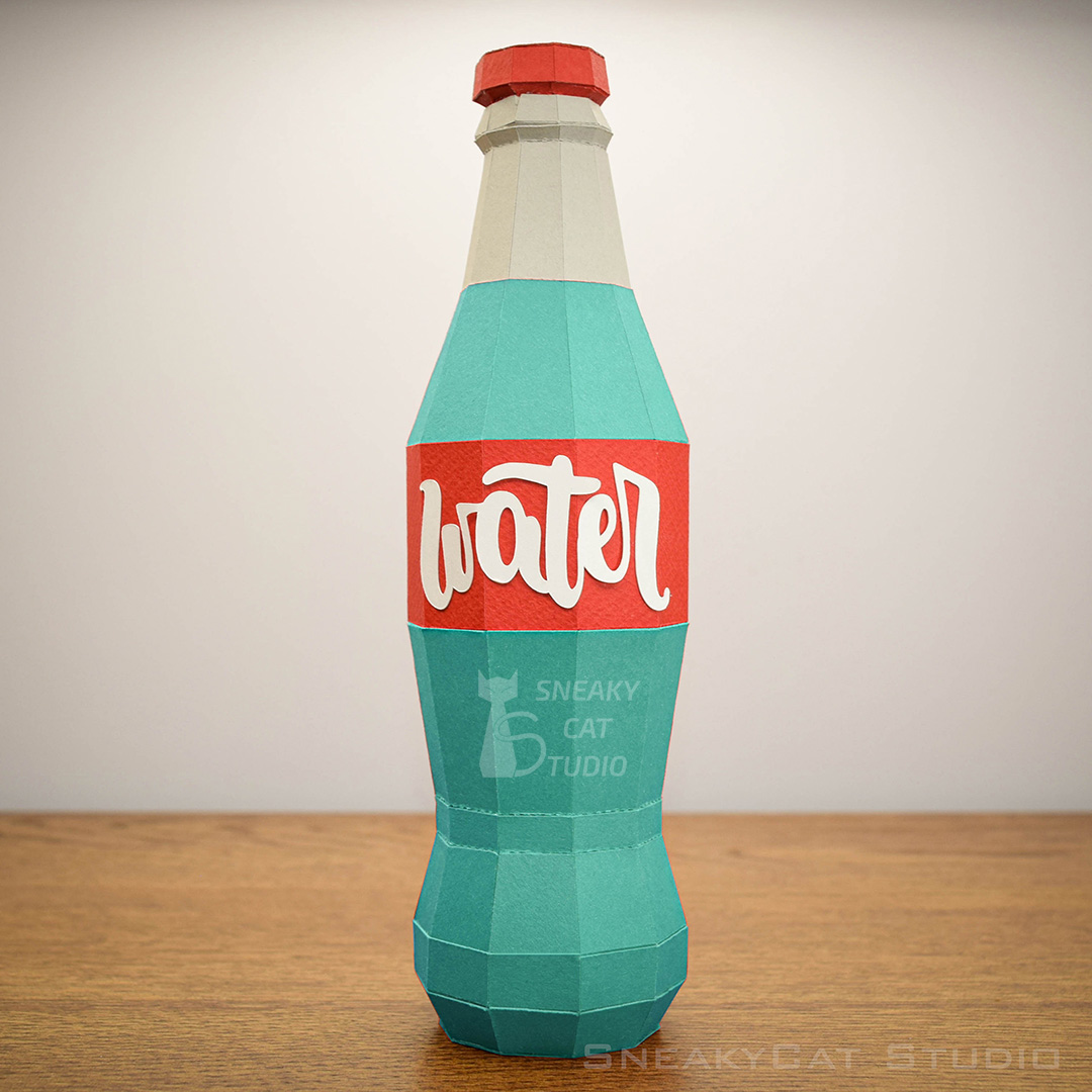 Bottle digital papercraft template for DIY assemble svg pdf - Inspire ...