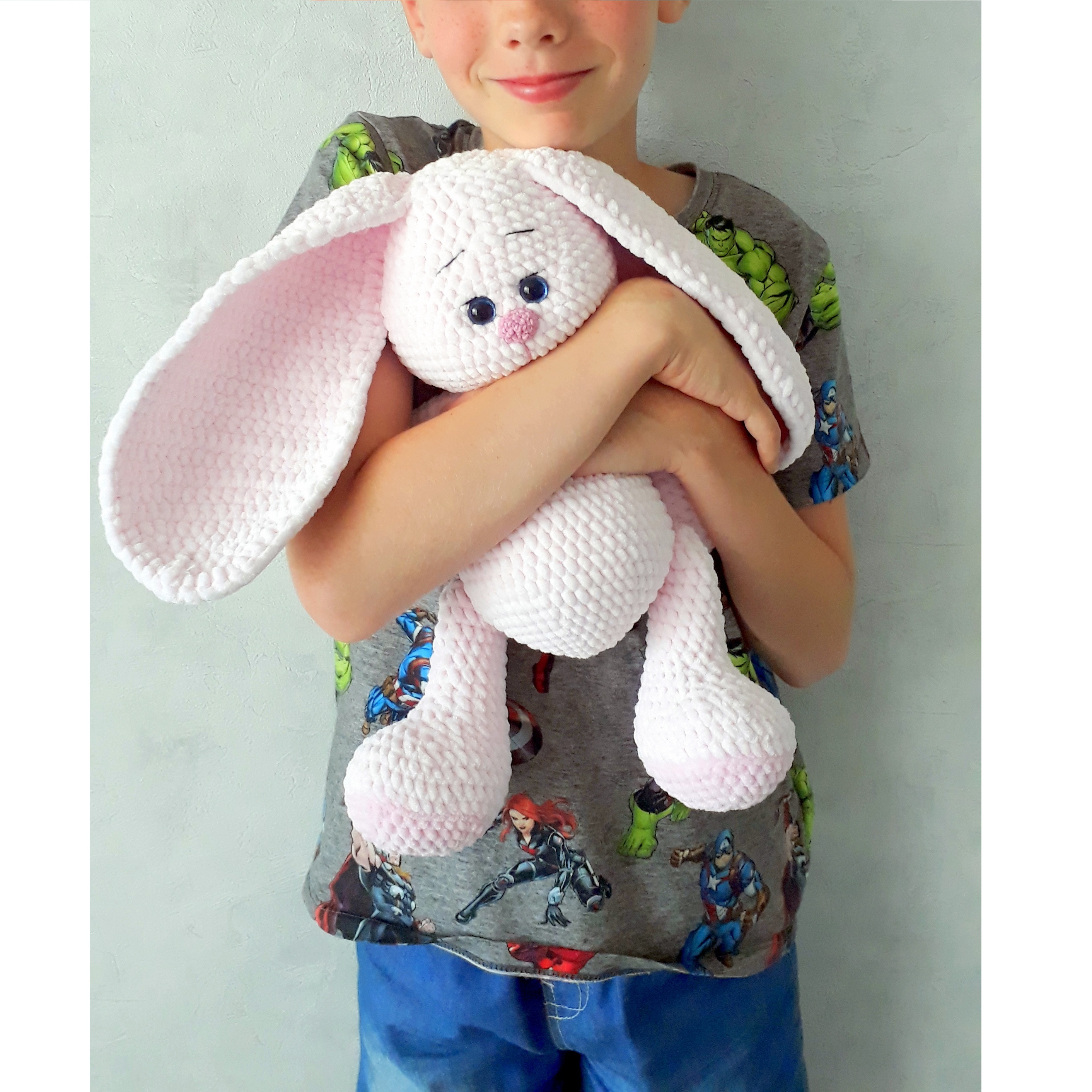 Plush bunny, Crochet bunny, Large Stuffed Animal, Velveteen - Inspire ...
