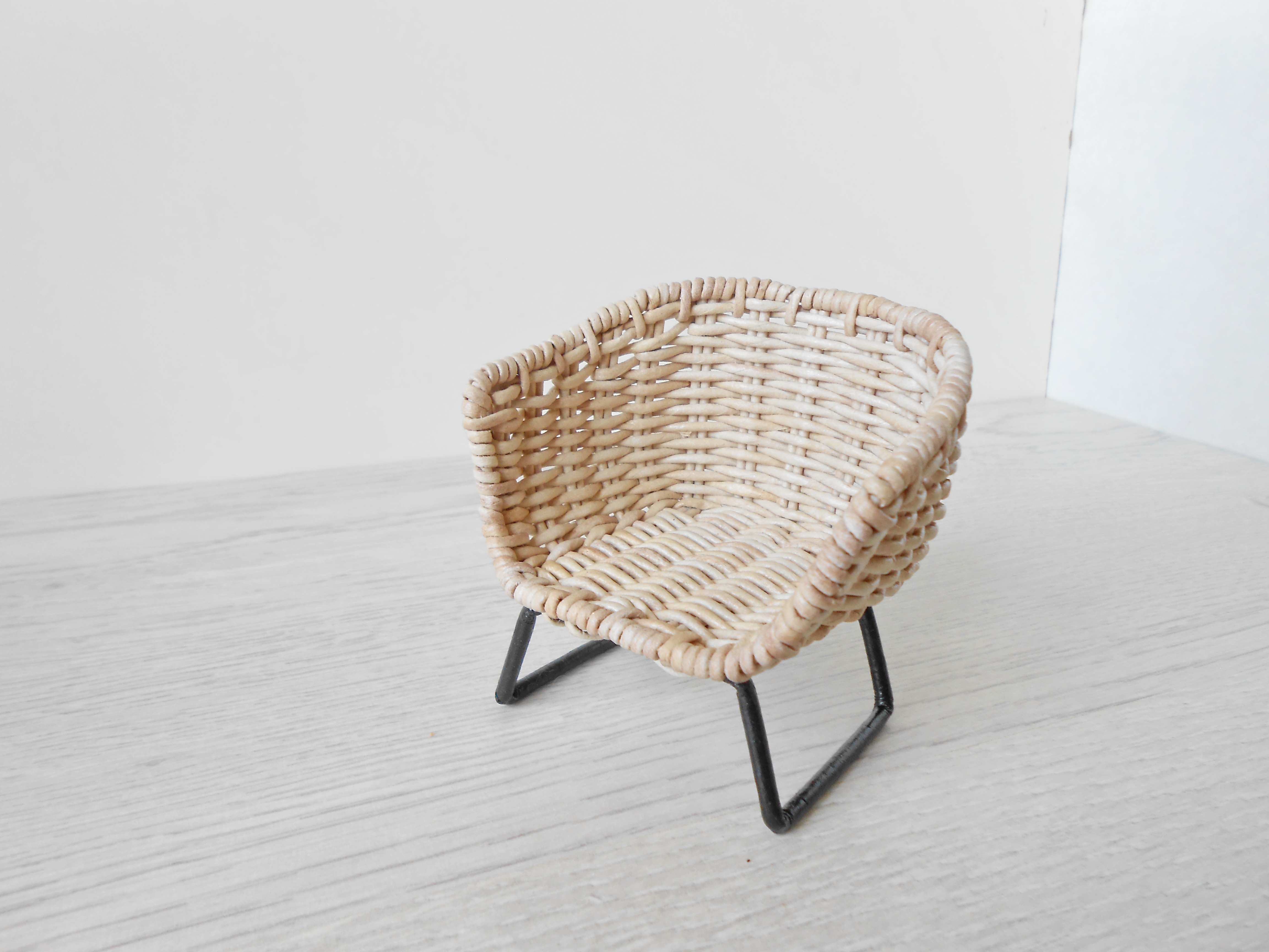 1:12 miniature chair. Dollhouse wicker chair. - Inspire Uplift