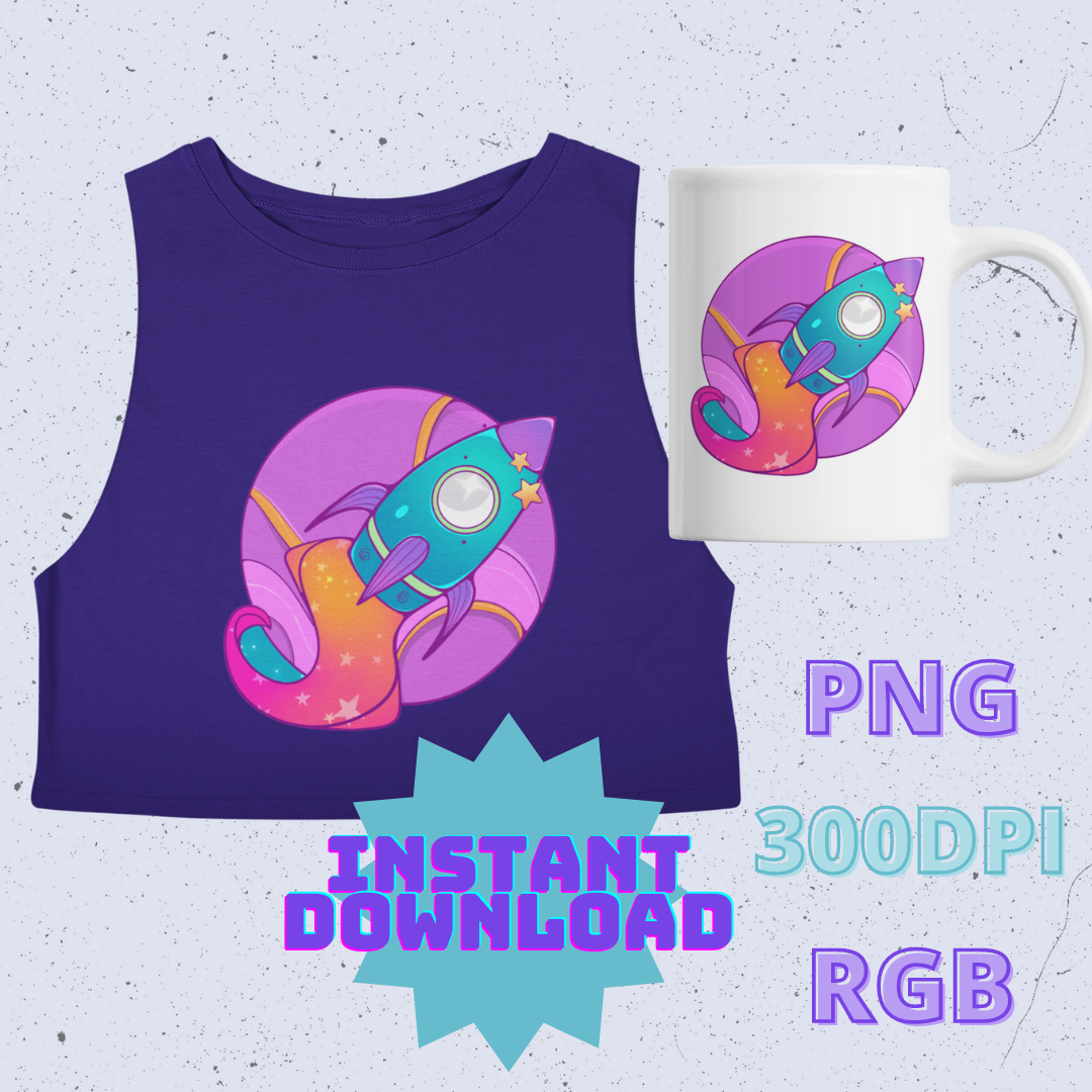 Colorful Space Sublimation With Cosmic Rocket PNG | Inspire Uplift