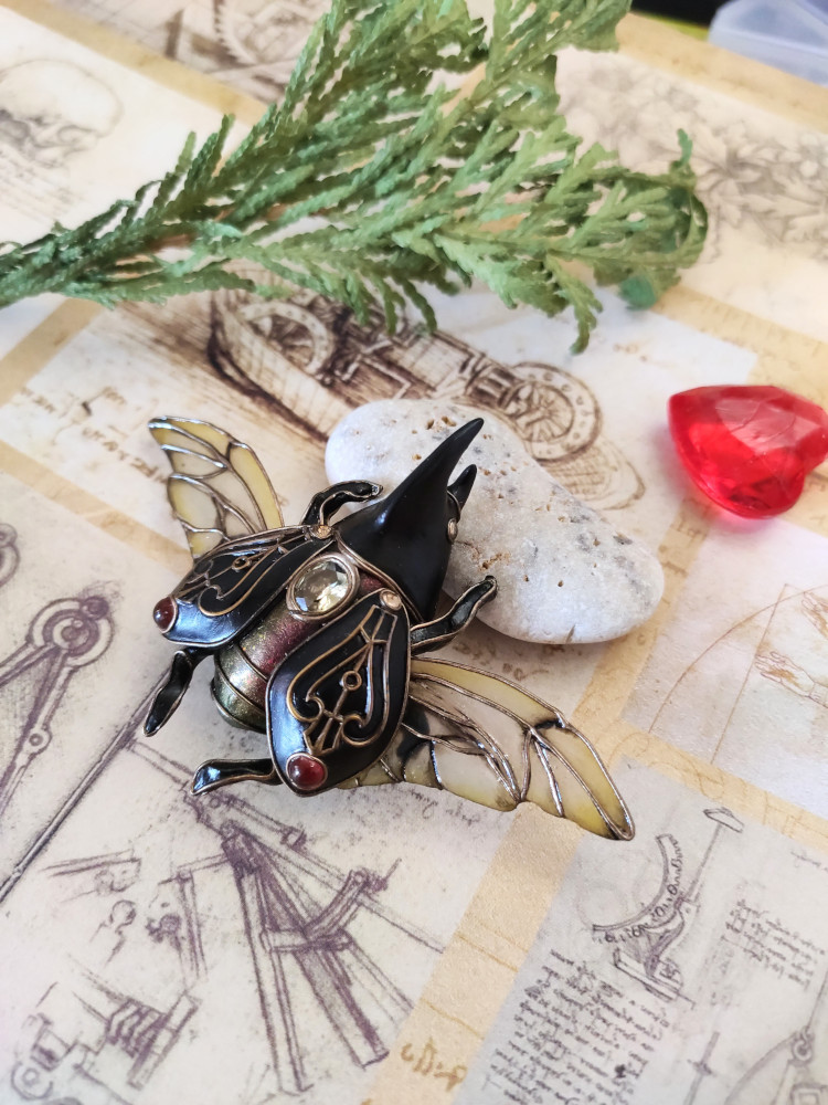 Brooch Hercules beetle, brooch-pin with an insect, brooch Bl - Inspire ...