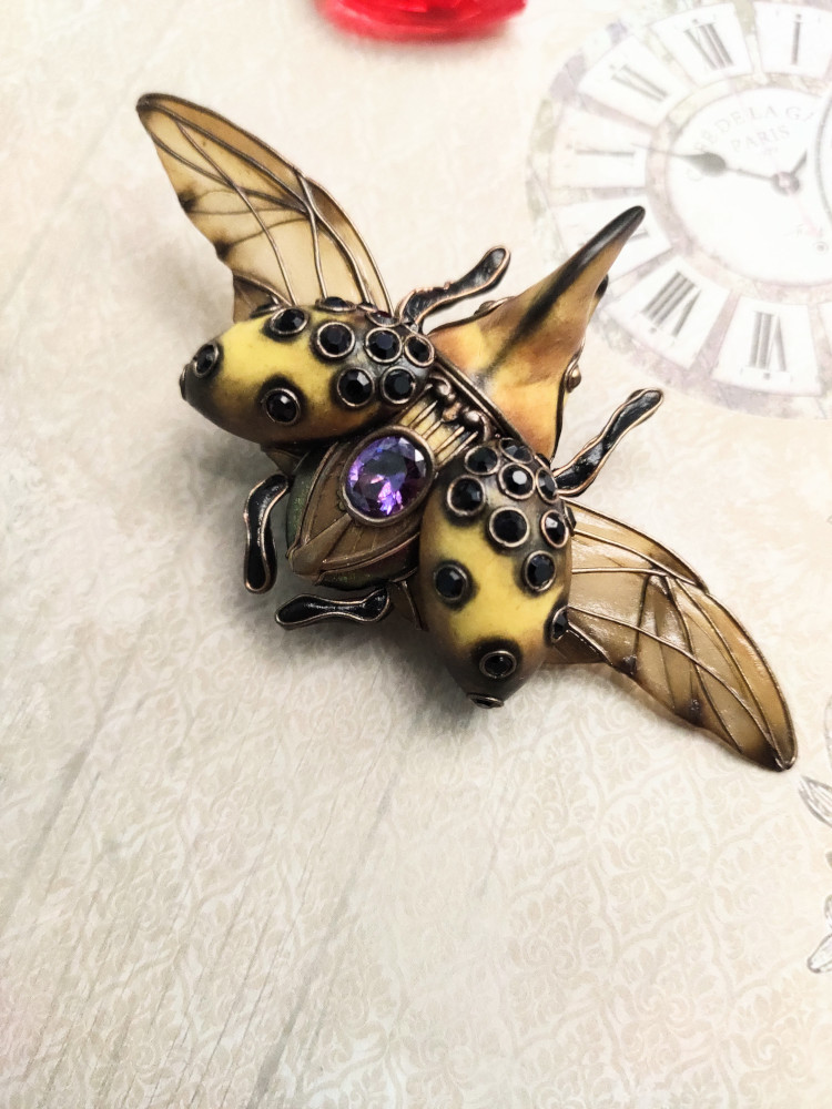 Yellow Hercules Beetle Brooch, Hercules Beetle Figurine, Scu - Inspire ...