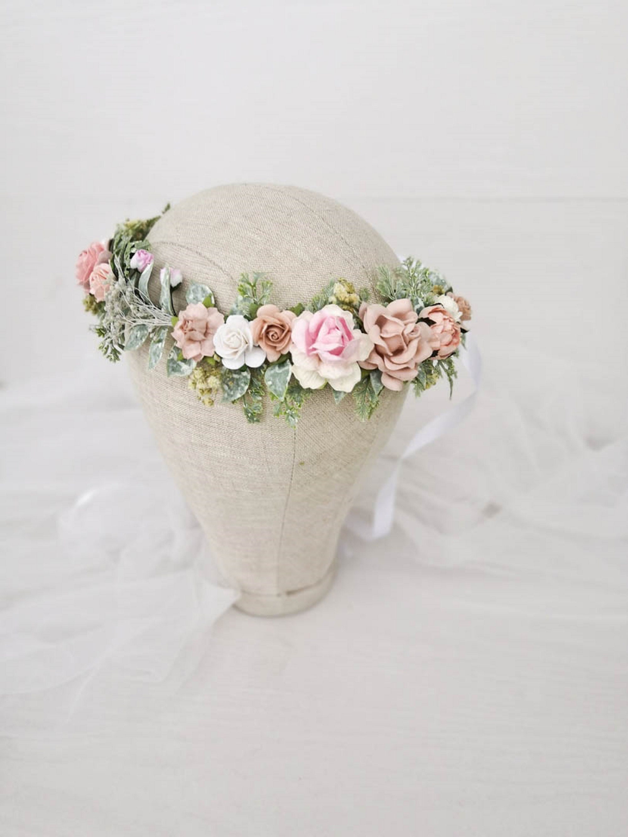 Child headband, Flower girl crown, Blush baby flower crown, - Inspire ...