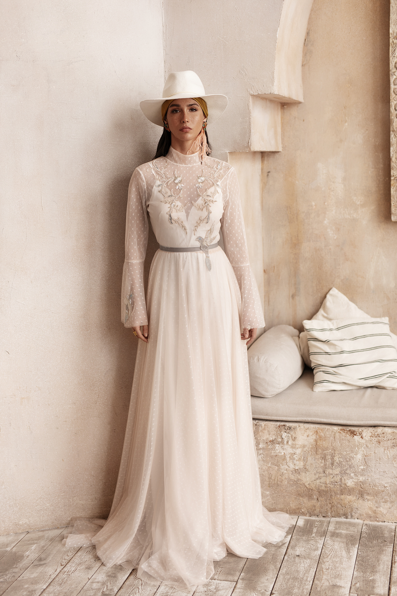 Rustic wedding gown, tulle satin bridal gown with embroidery | Inspire ...