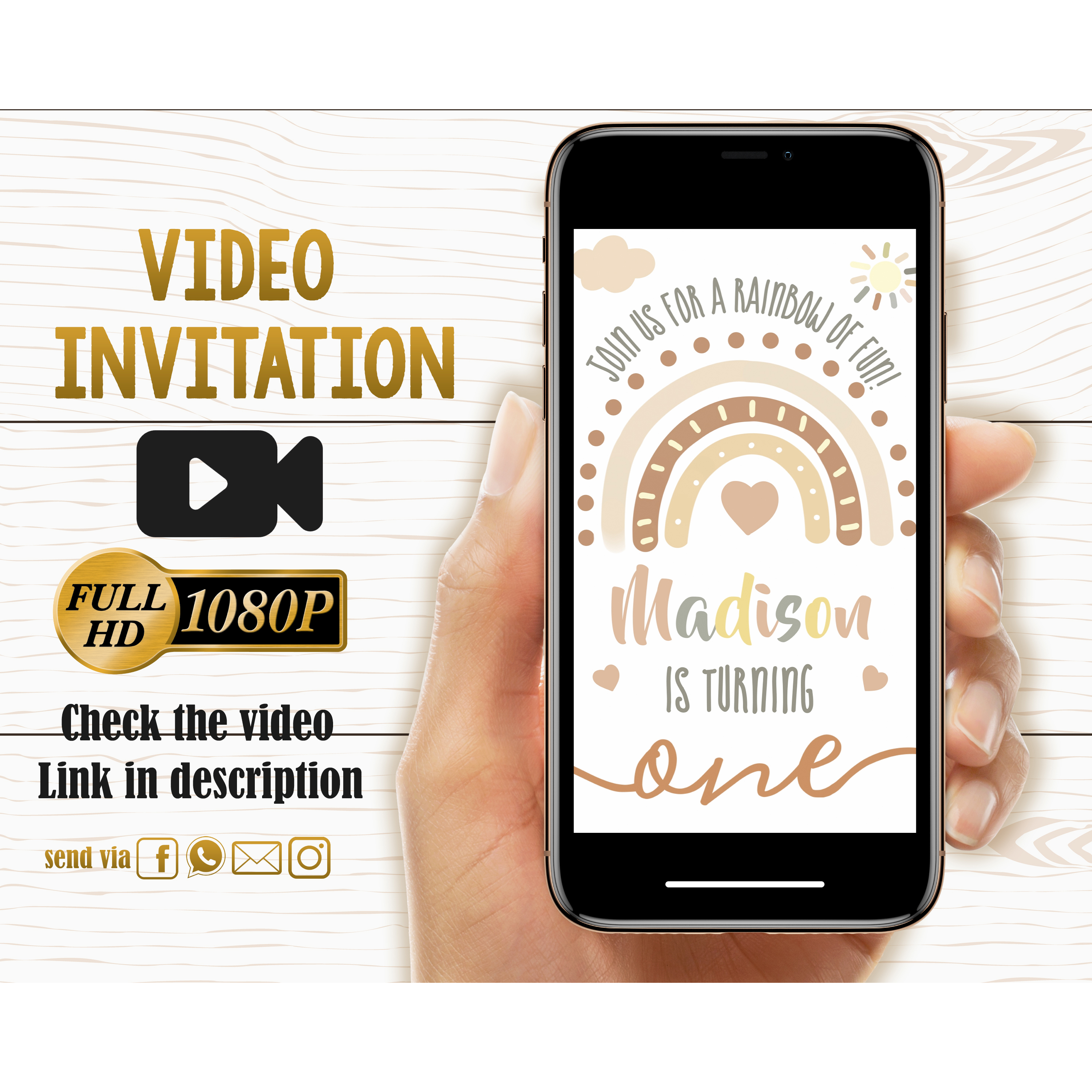 Animated rainbow invitation Girl rainbow birthday invitation | Inspire ...