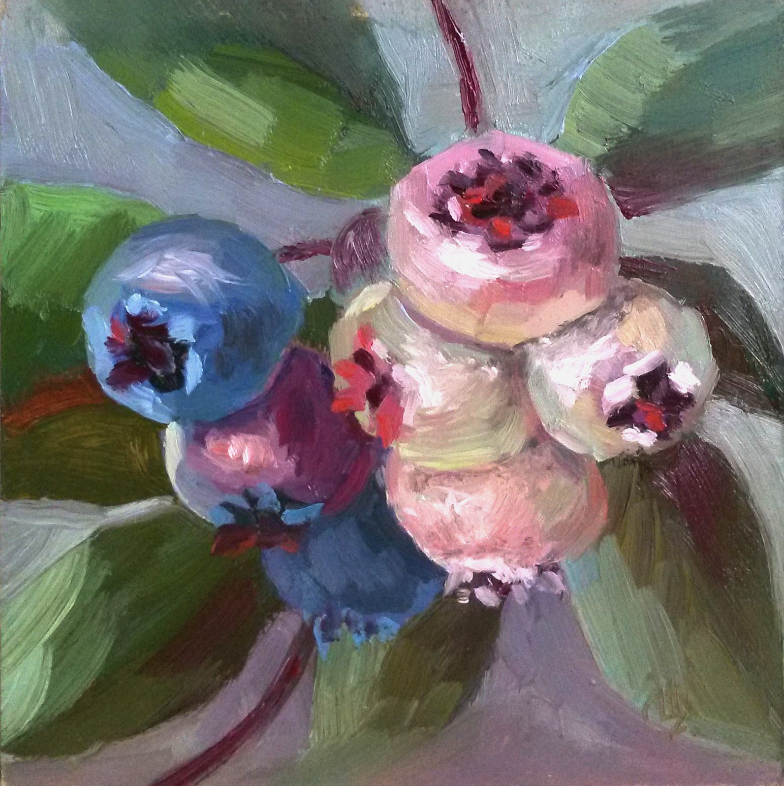 Blueberries painting berry original artwork fruit small oil | Inspire ...