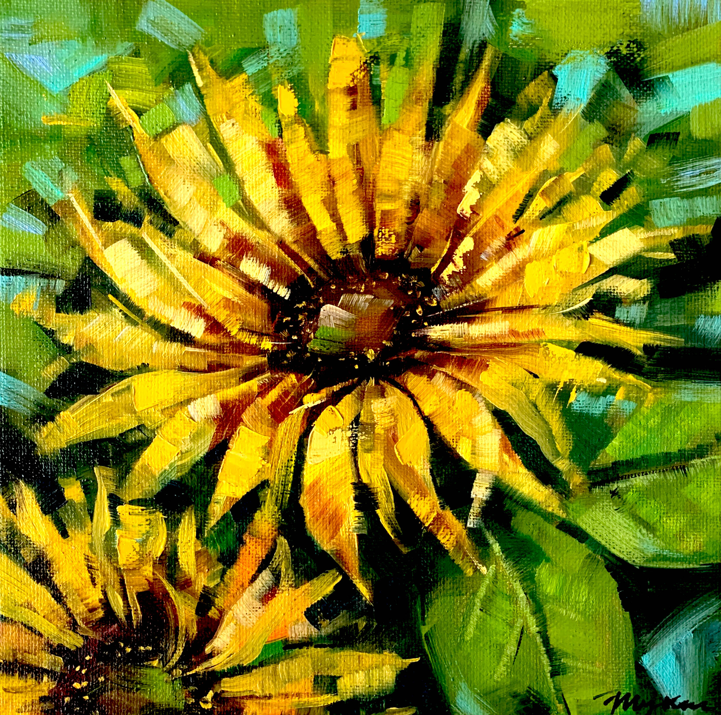 Sunflower Painting Yellow Flower Original art Small Artwork - Inspire ...