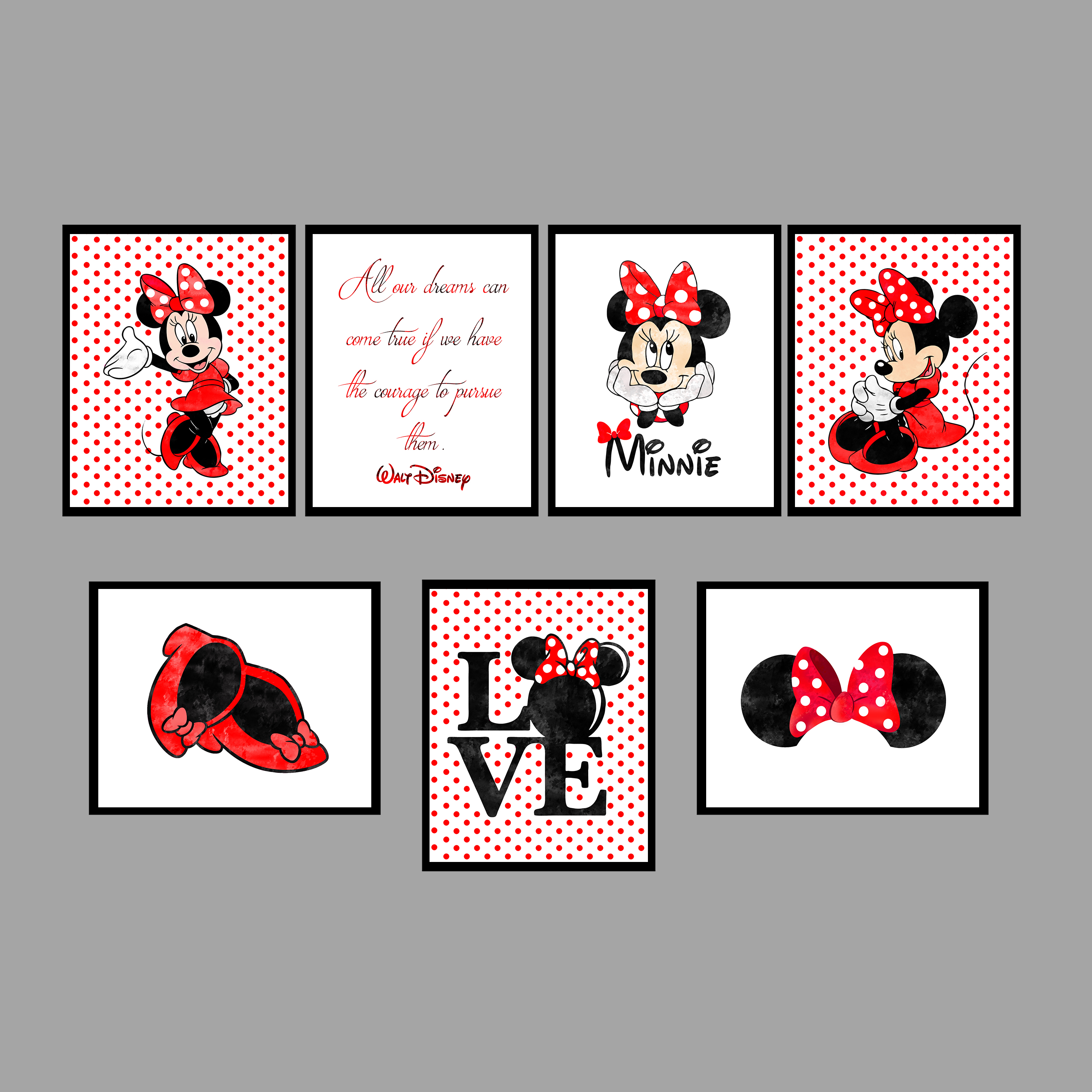 Minnie Mouse Set Disney Art Print Digital Files decor - Inspire Uplift