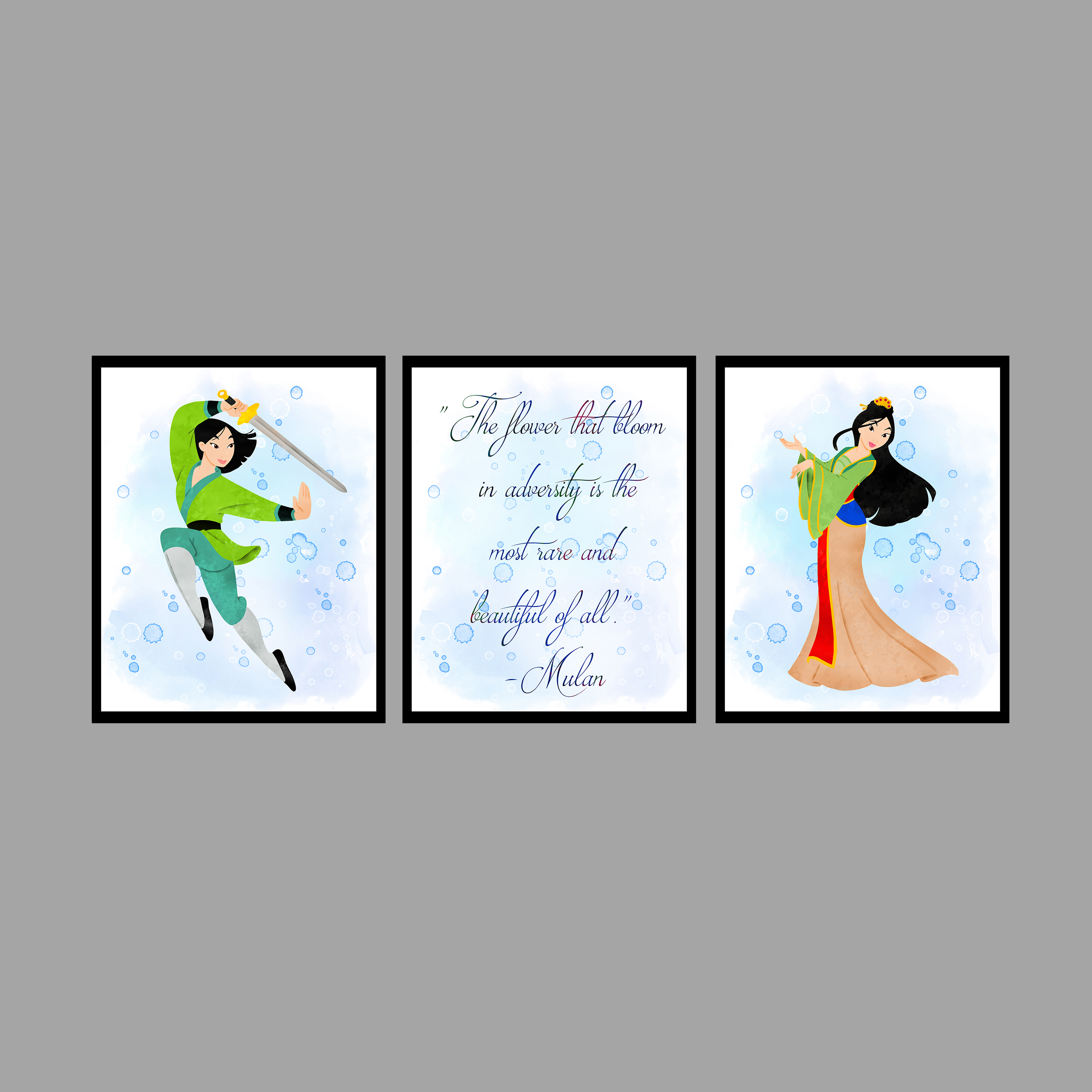 Mulan Set Disney Art Print Digital Files decor nursery room | Inspire ...