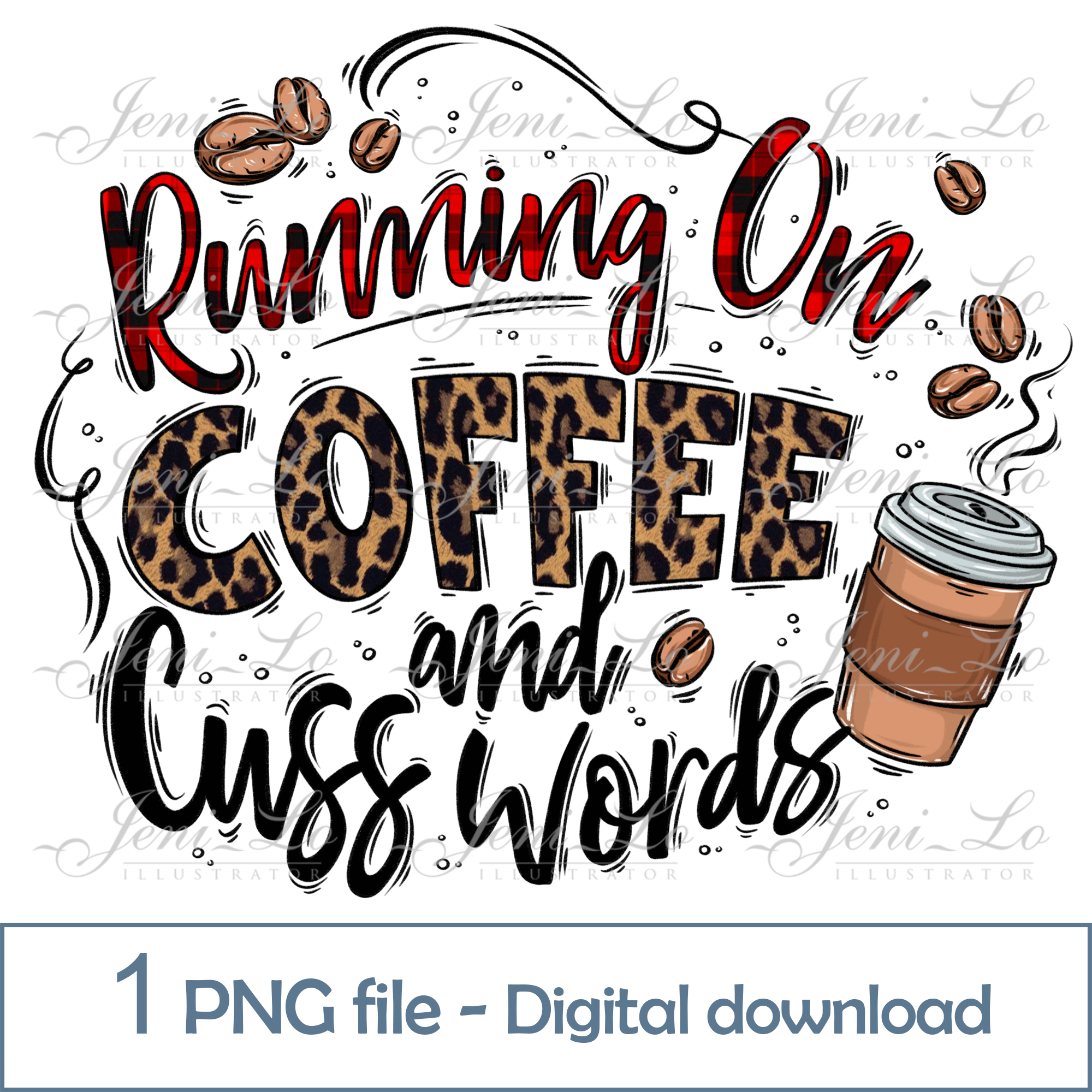 Running on coffee 1 PNG file funny design clipart Buffalo Pl | Inspire ...