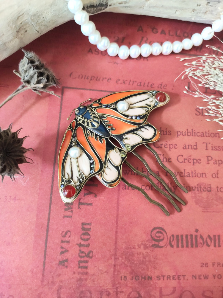 Large Orange Monarch Butterfly pin,Large Butterfly hairpin,s - Inspire ...