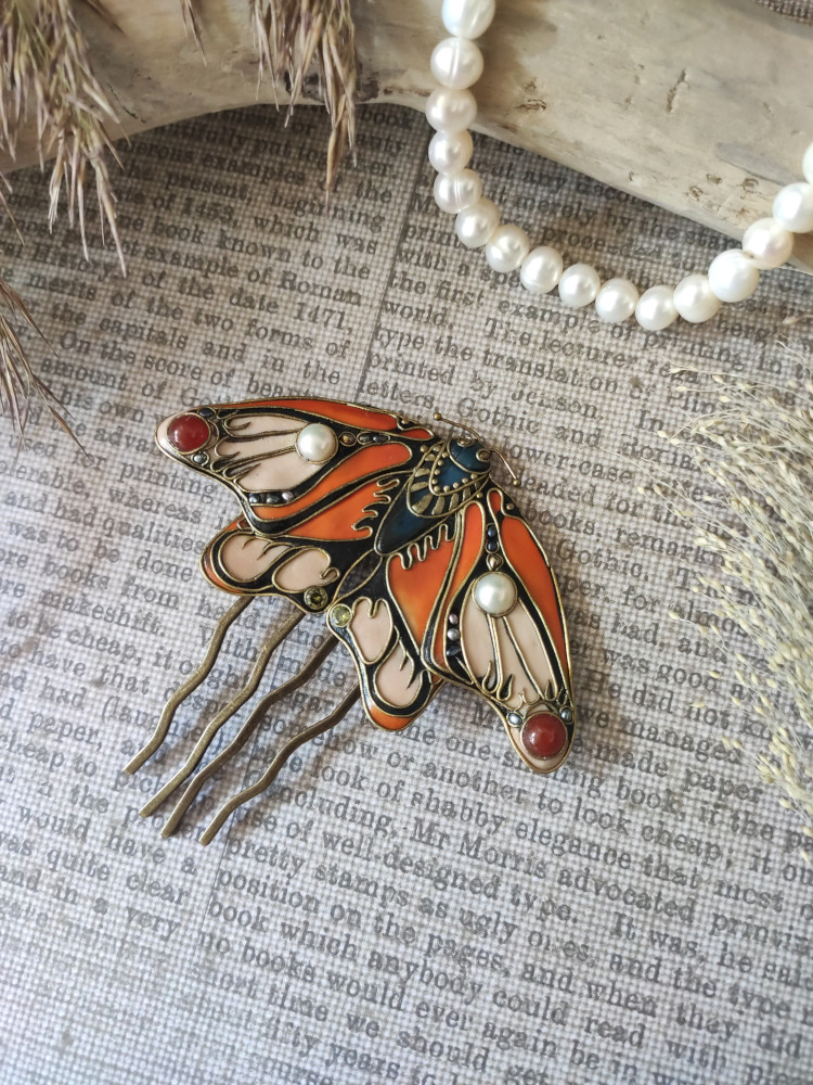 Large Orange Monarch Butterfly pin,Large Butterfly hairpin,s - Inspire ...