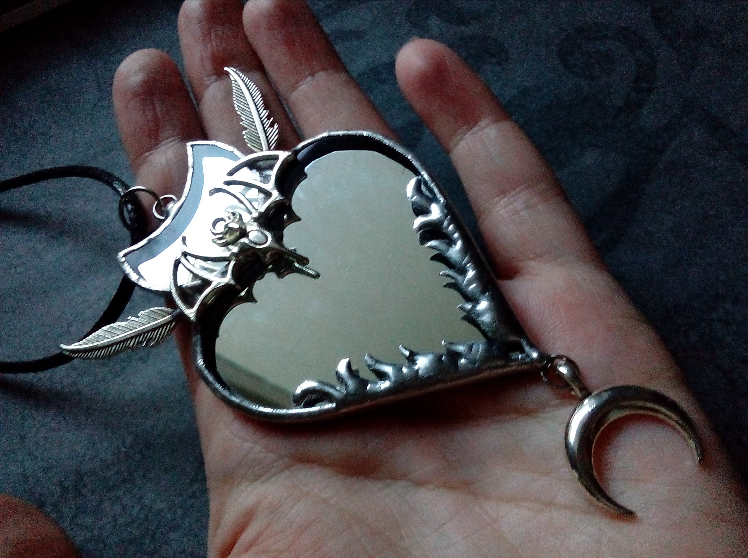 Stained glass scrying mirror, Black goth ornate mirror | Inspire Uplift