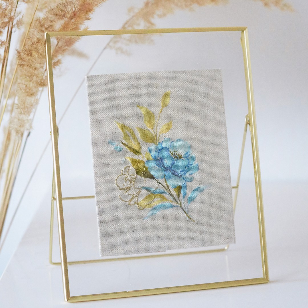 Vintage blue flower cross stitch pattern - Inspire Uplift
