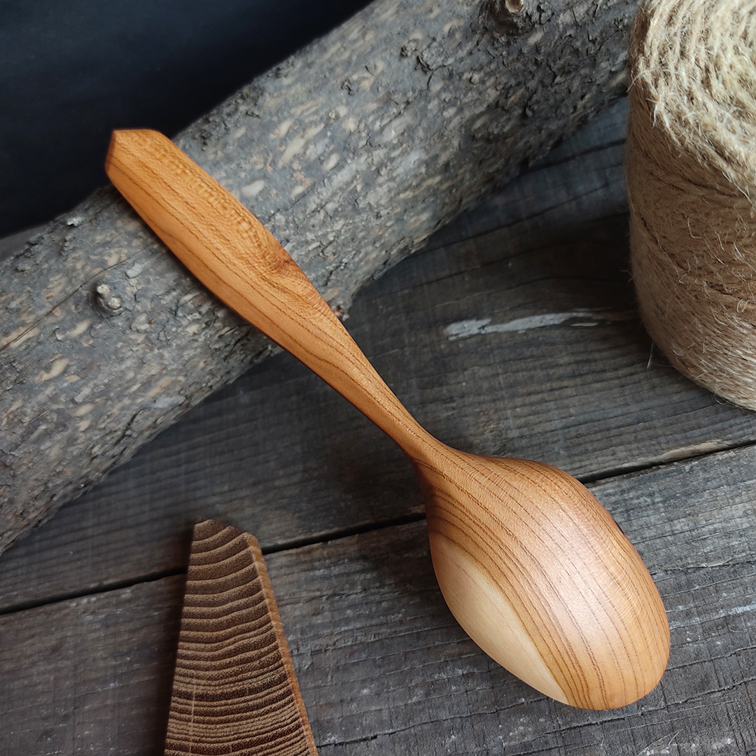 Unique handmade wooden eating spoon, handmade wooden gift - Inspire Uplift