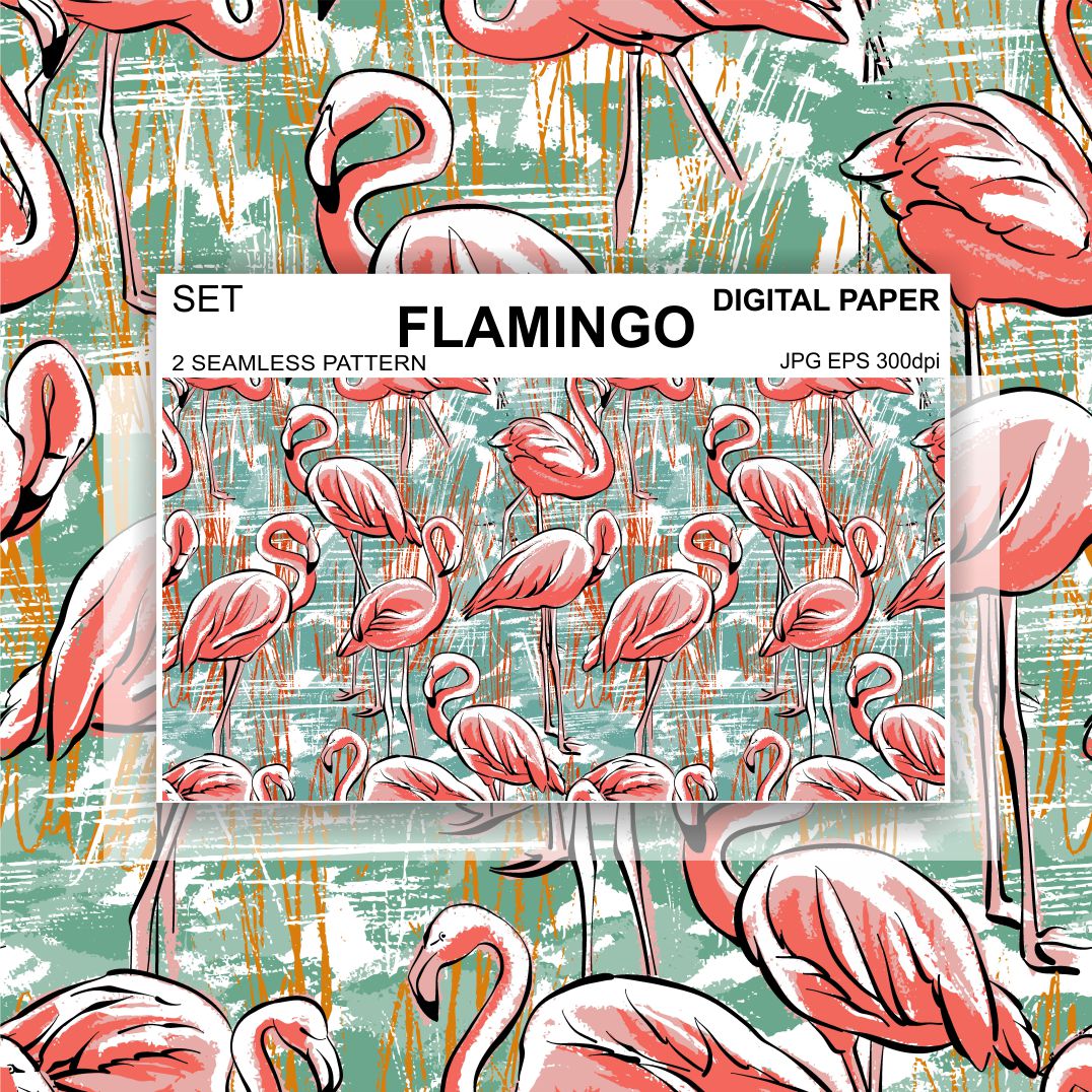 Flamingos Seamless Pattern Digital Paper Endless Background | Inspire ...