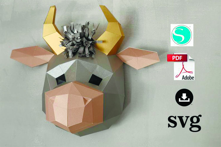 Bull papercraft, young bull,low poly bull,dziva papera,paper | Inspire ...