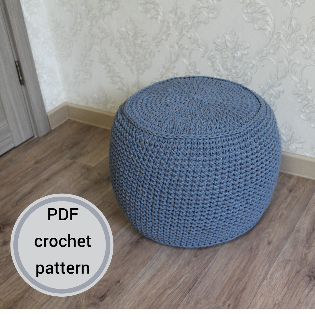 crochet pouf pdf, crochet pattern for home, round pouf for l | Inspire ...