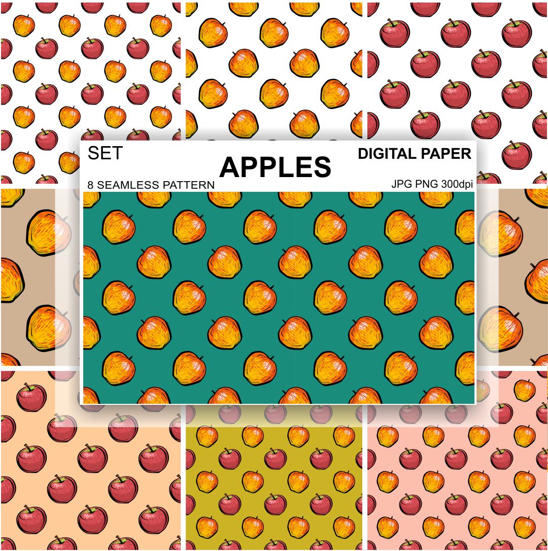 Apple Digital Paper Png Apple Seamless Pattern Apple Back Inspire