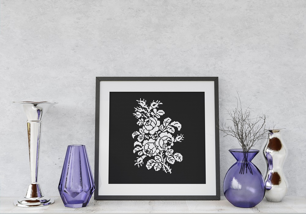 Monochrome Cross Stitch Pattern PDF. Embroidery home decor - Inspire Uplift