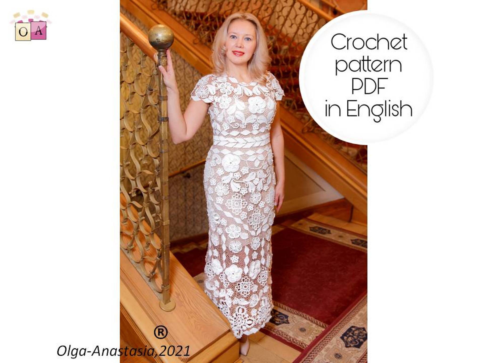 Wedding dress Irish lace crochet pattern - Inspire Uplift