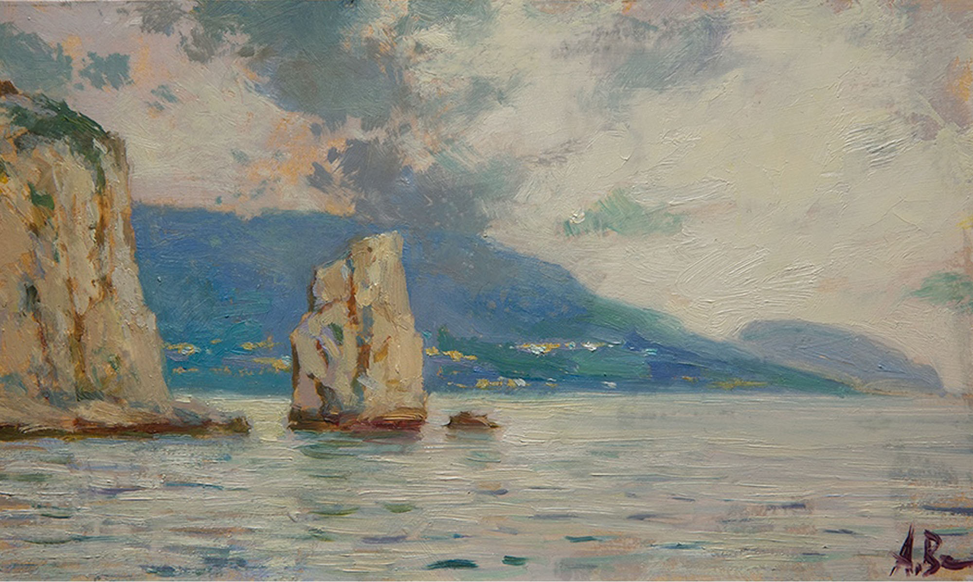 Sea View Landscape Original Oil Painting Coastal Decor - Inspire Uplift