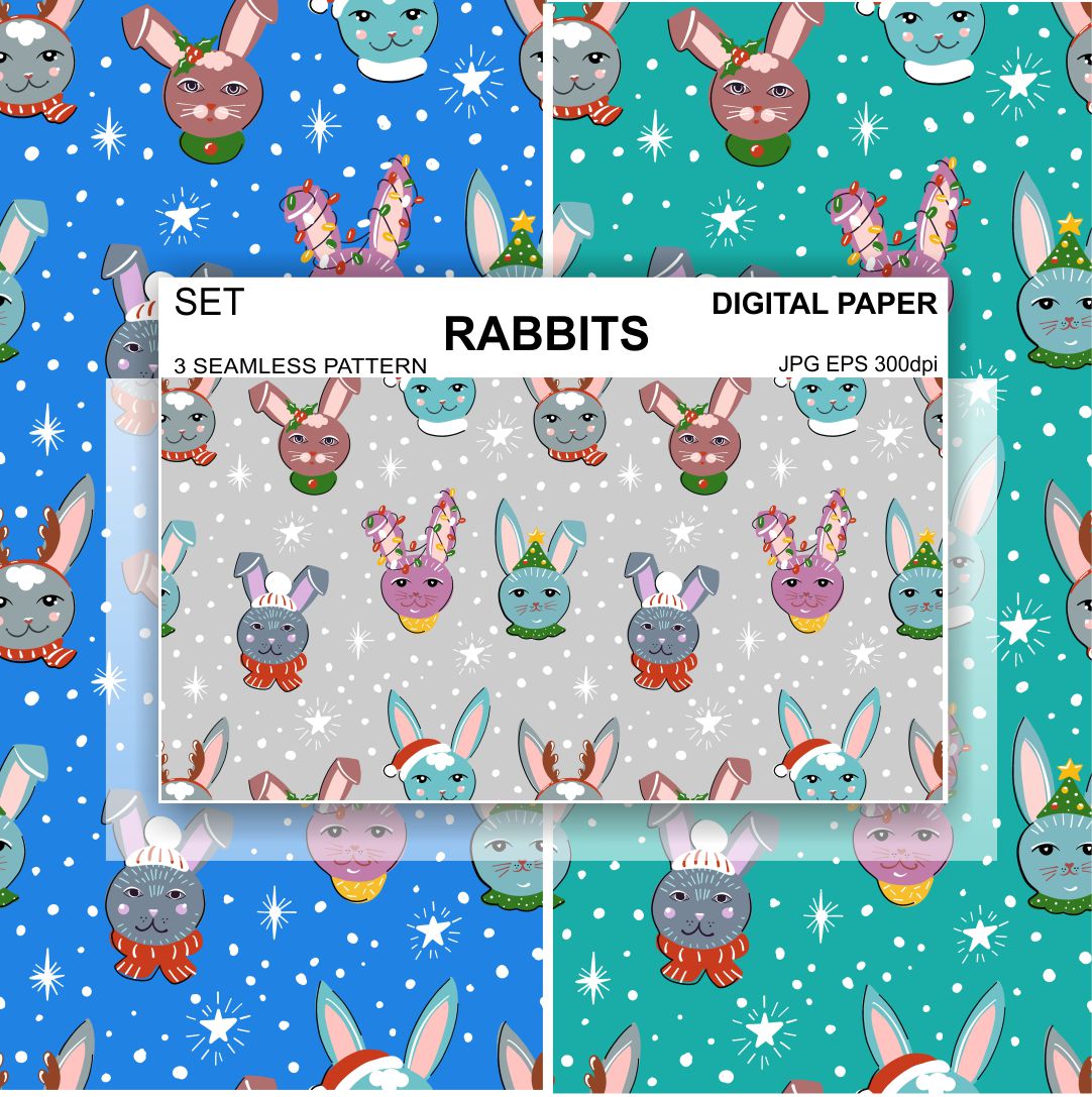 Rabbits Seamless Pattern, Hares Digital Paper, New Year back - Inspire ...