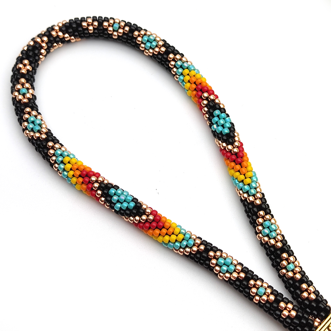 Native style beaded wrist keychain Black keychain wristlet B - Inspire ...
