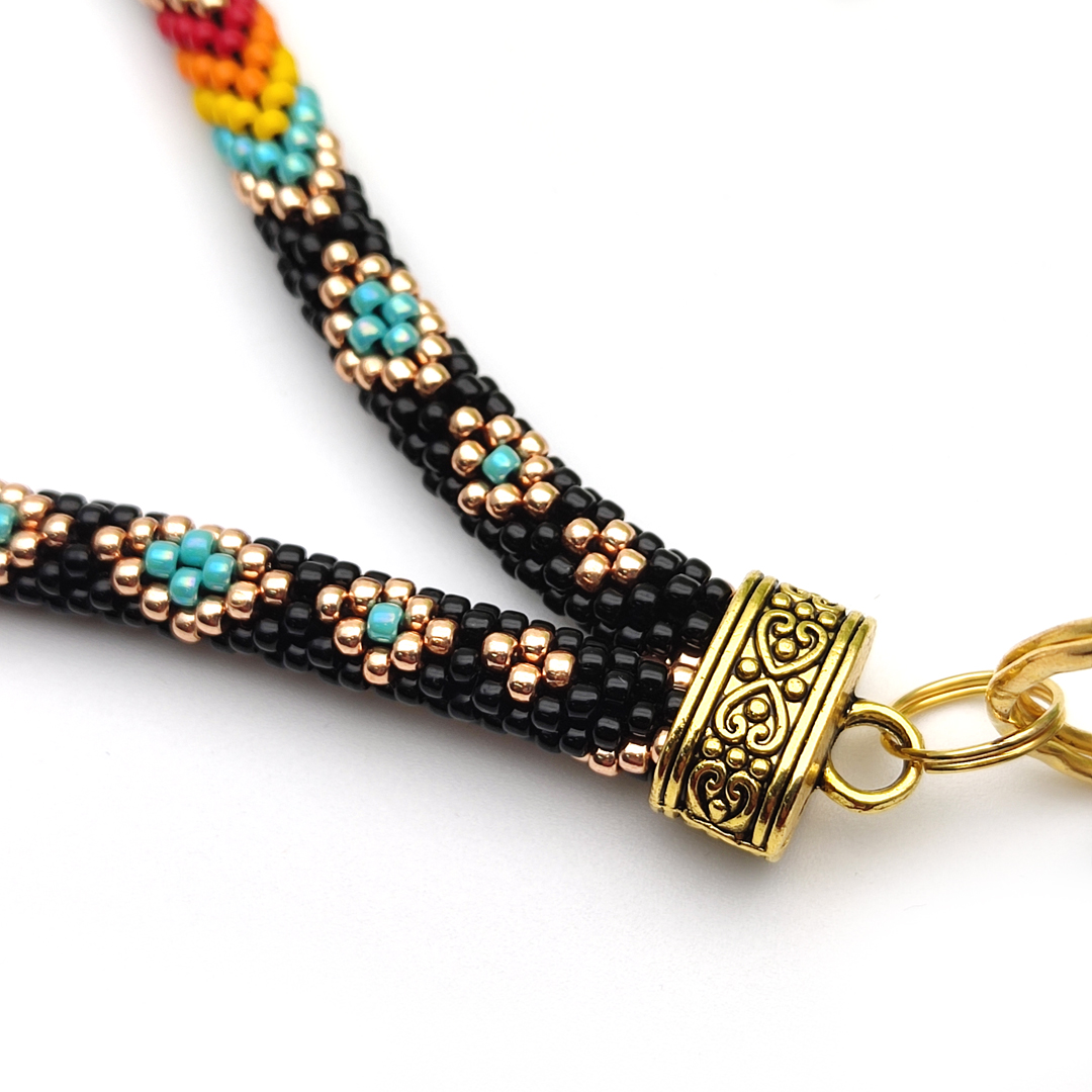 Native style beaded wrist keychain Black keychain wristlet B - Inspire ...