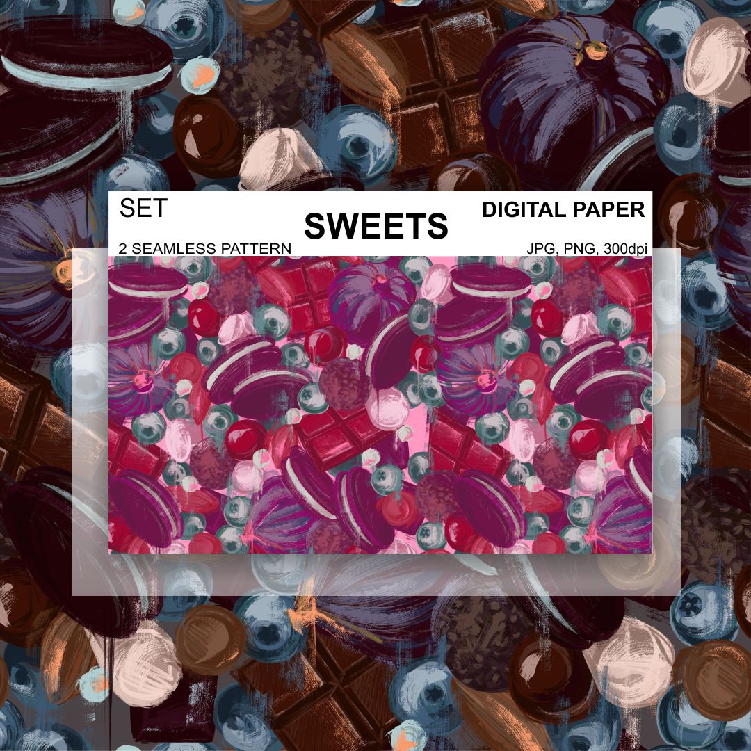 Sweets Digital Paper, Chocolate Seamless Pattern, PNG, Cooki | Inspire ...