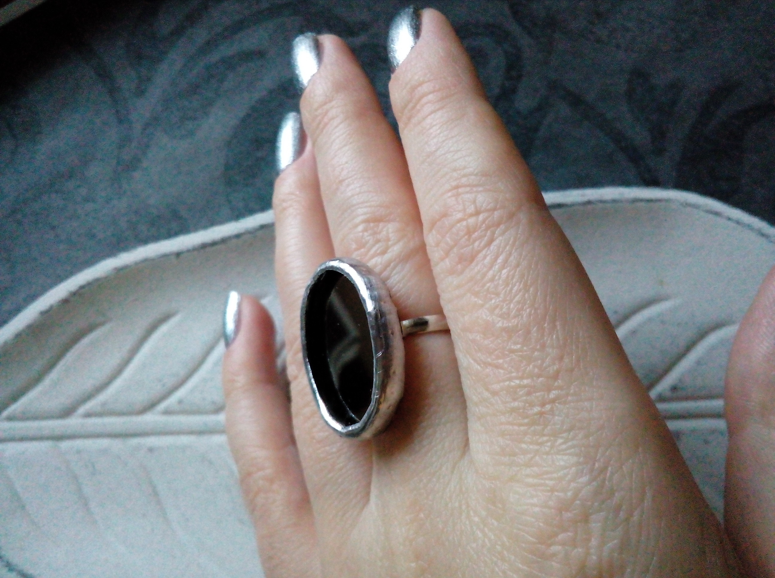 Mirror oval ring, tin soldered glass ring, stained glass ri - Inspire ...