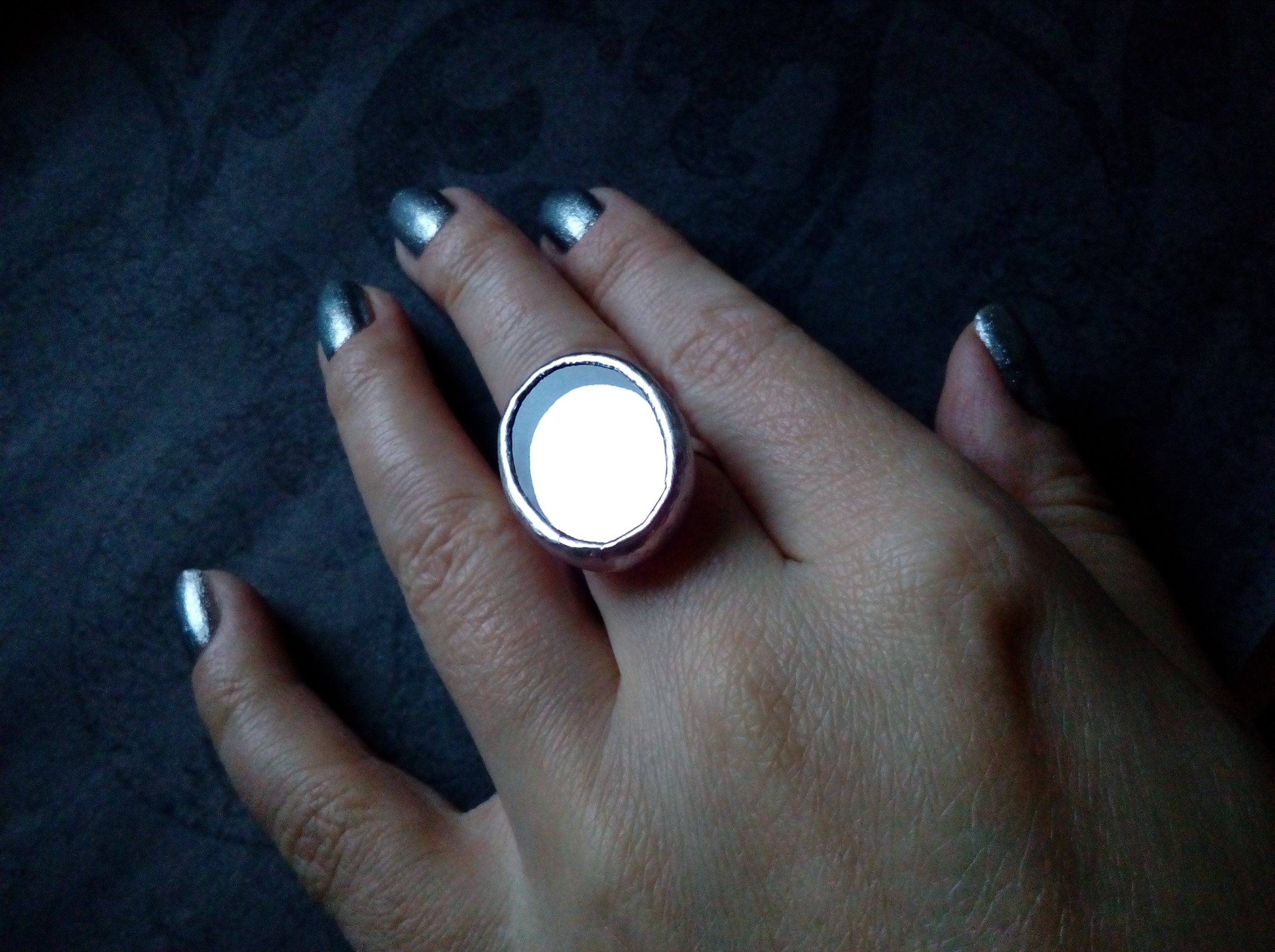 Mirror oval ring, tin soldered glass ring, stained glass ri - Inspire ...