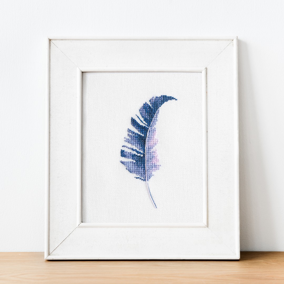 Small cross stitch pattern PDF, Blue feather cross stitch ch - Inspire ...