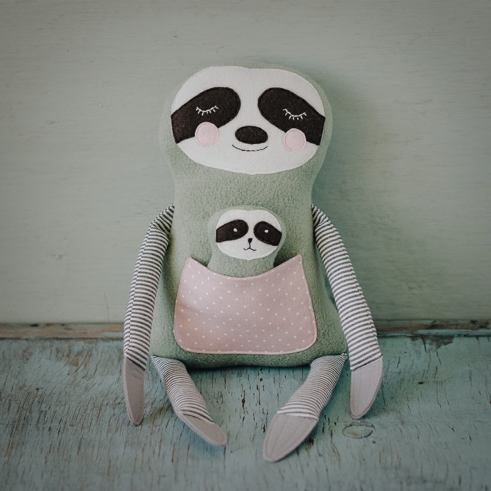 Sloth with baby. Sewing pattern and tutorial PDF - Inspire Uplift