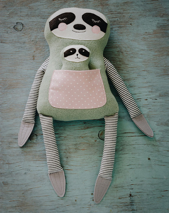 Sloth with baby. Sewing pattern and tutorial PDF - Inspire Uplift