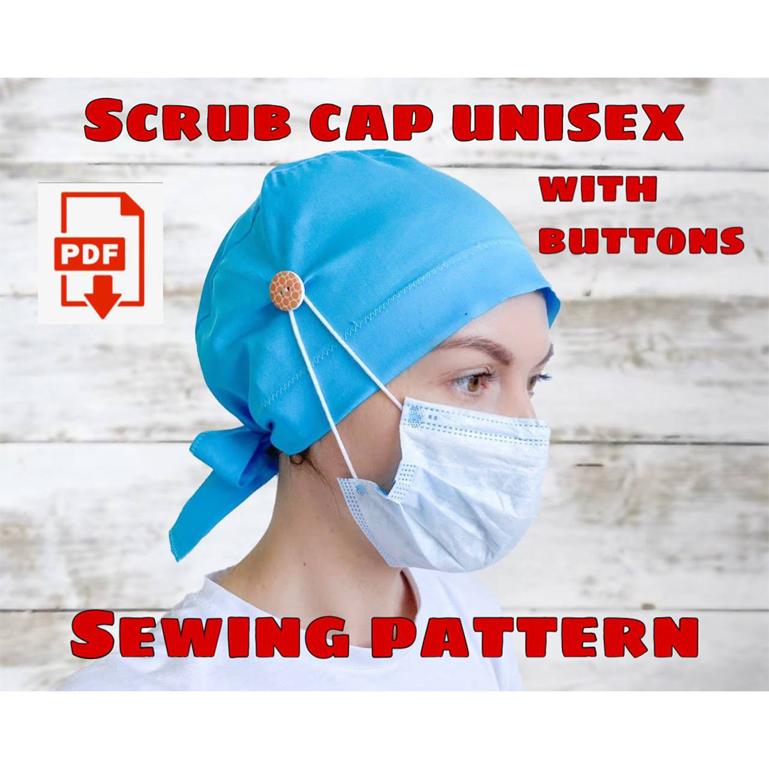 Scrub Cap Sewing Pattern Style_6 With Buttons, Printable Scr - Inspire ...
