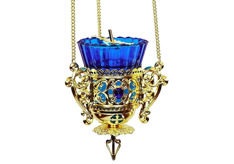 Traditional Orthodox hanging oil vigil lamp. Brass, enamel. | Inspire ...
