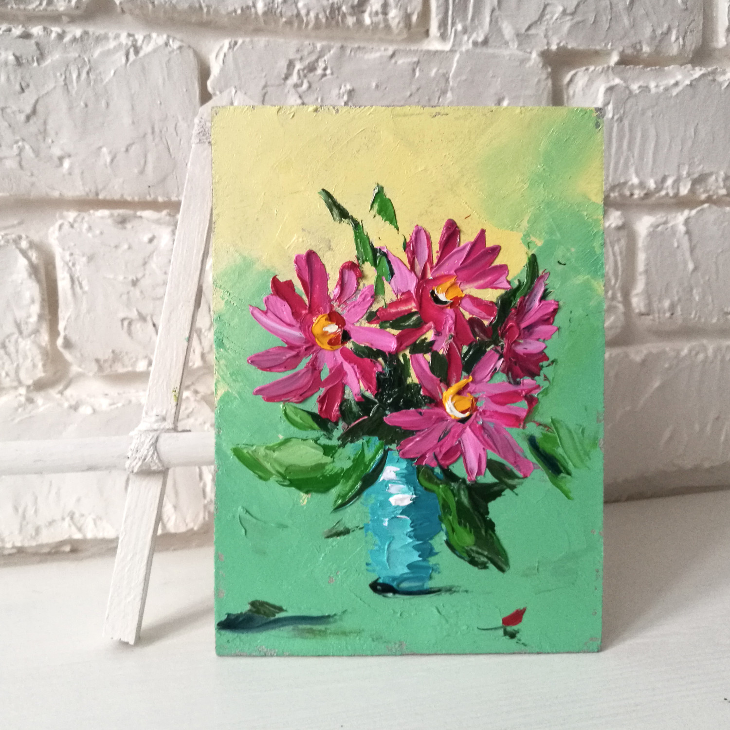 Flower Painting Daisy Original Art Floral Oil Painting Textu - Inspire Uplift