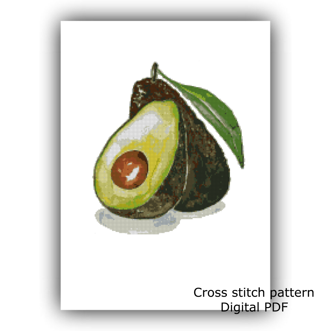 Cross stitch pattern Watercolor Avocado cross stitch Digital - Inspire ...