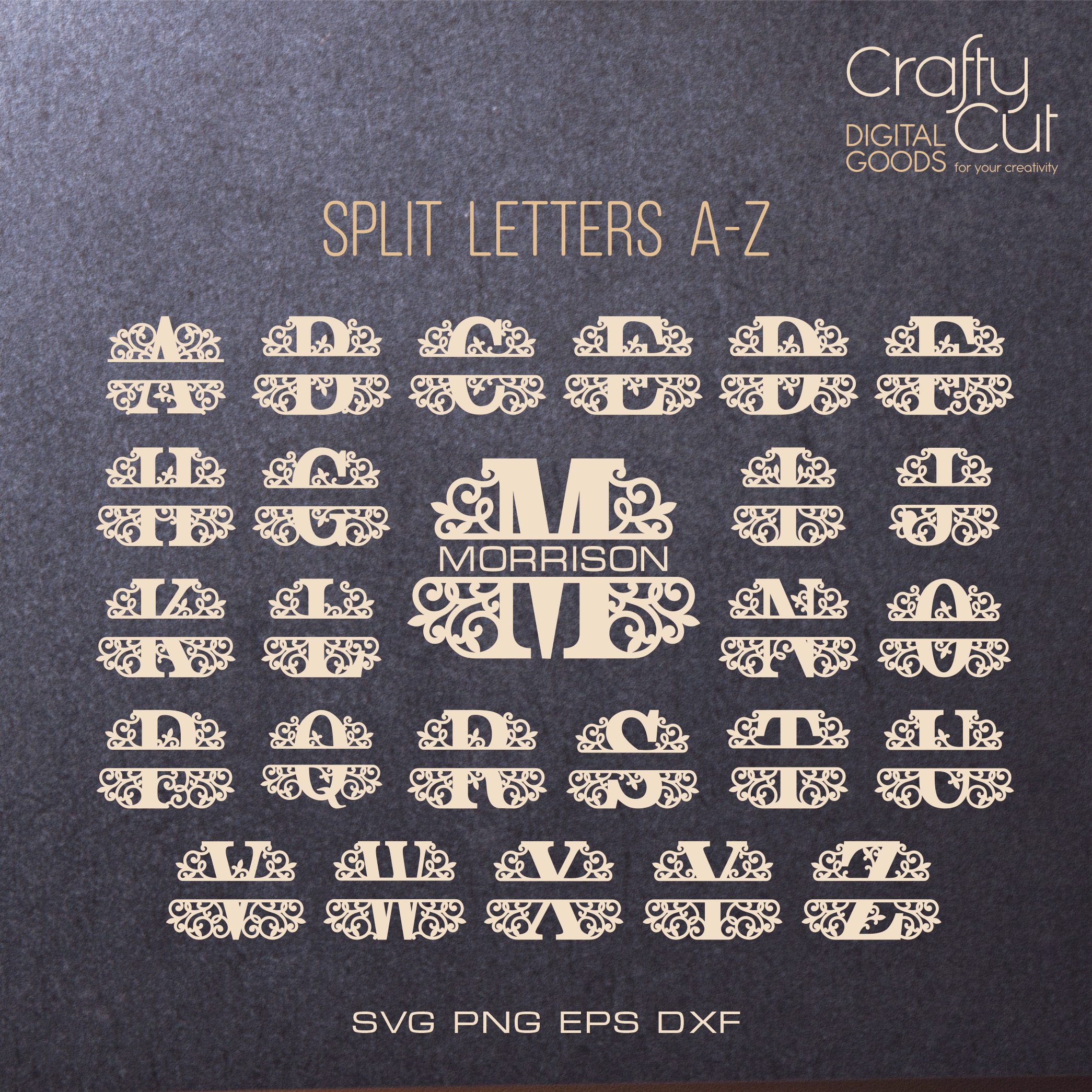Split Letter Swirl Monogram, Alphabet SVG Files for Cricut, - Inspire ...